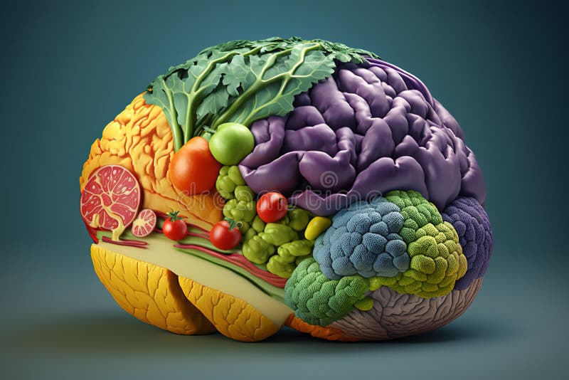 Human Brain Made of Variety of Vegetables. Generative AI Stock ...