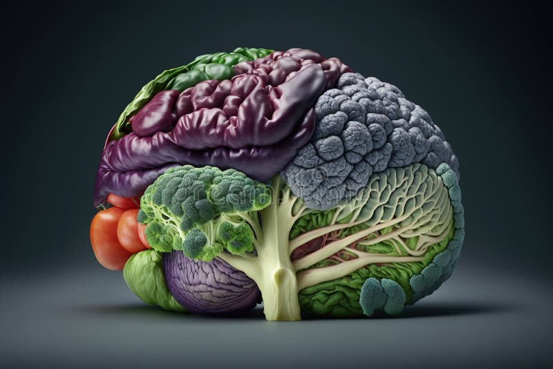 Human Brain Made of Variety of Vegetables. Generative AI Stock ...
