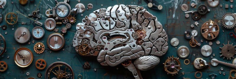 A Human Brain Made of Various Mechanical Watch Components Stock ...
