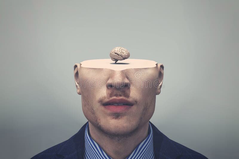 Man with Small Brain Yells at Quiet Man with Big Brain Stock ...