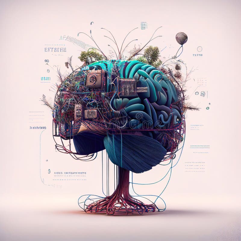 Human Brain with Math Signs Stock Illustration - Illustration of brain ...
