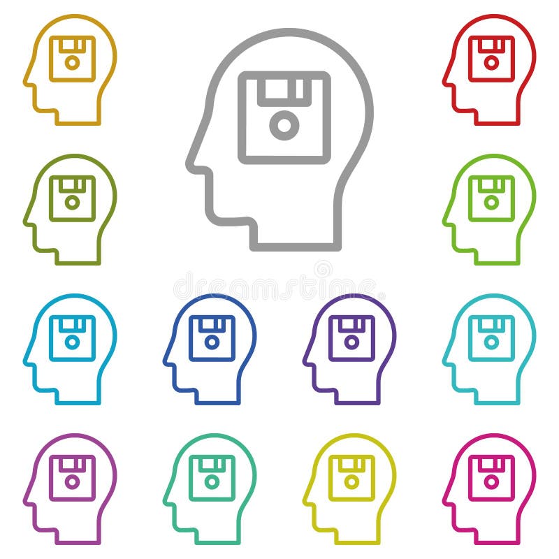 Human, Brain, Memory Multi Color Icon. Simple Thin Line, Outline Vector ...