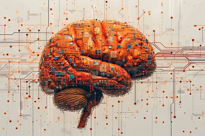 Human Brain and the Microcircuits Covering it Stock Illustration ...