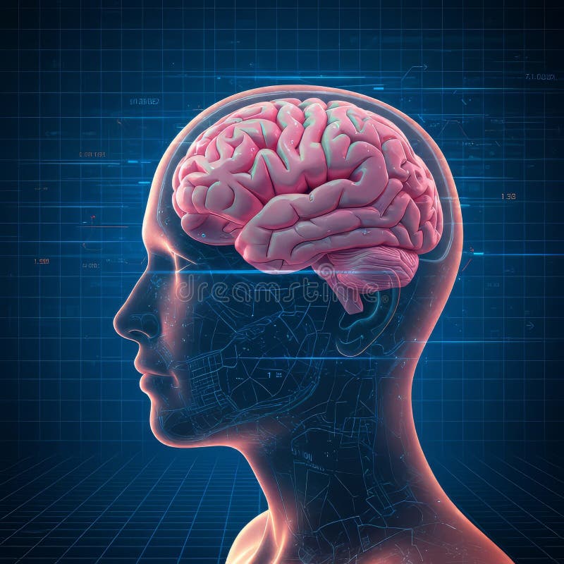 Human Brain and Mind Visualization with Digital Network Background ...