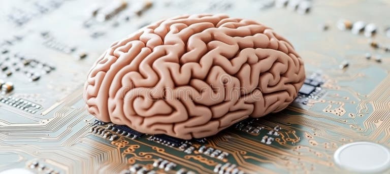 Human Brain Model on Circuit Board, Artificial Intelligence Concept, AI ...
