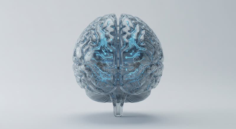 Human Brain Model with Circuit Board Overlay Representing Artificial ...