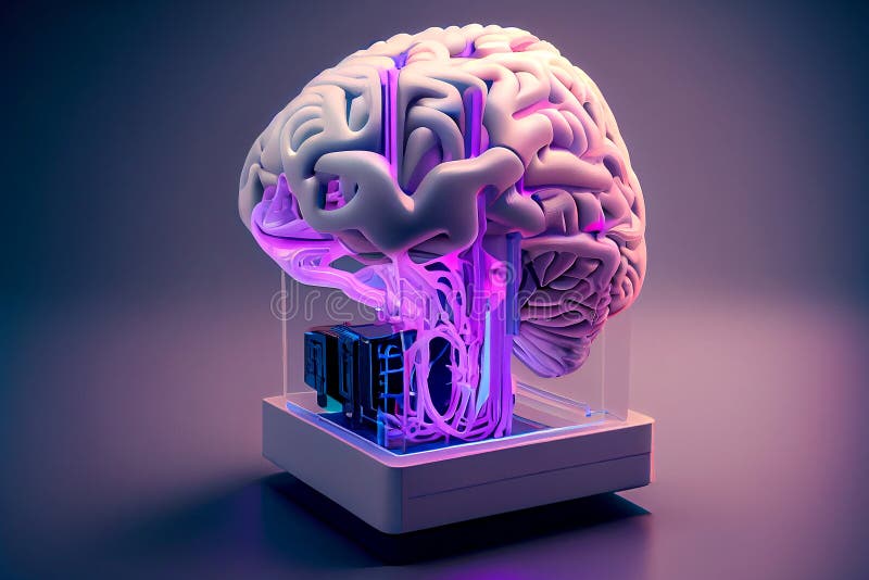 Human Brain Model Printed on a 3D Printer, Showcasing the Intricate ...