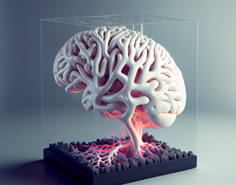 Human Brain Model Printed on a 3D Printer, Showcasing the Intricate Details and Complexity of ...