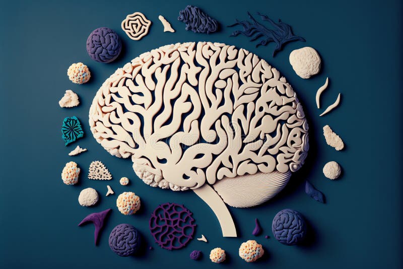 Human Brain Model. Brain Texture. Generative AI. Stock Illustration ...