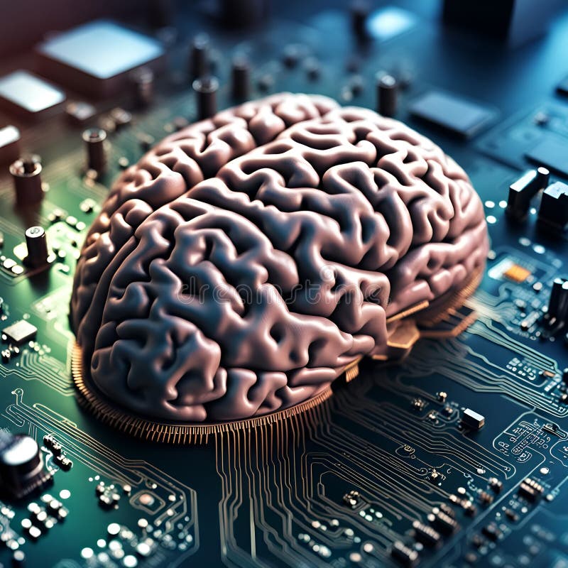 Human Brain on a Motherboard As a Processor, Neural Network, Artificial ...