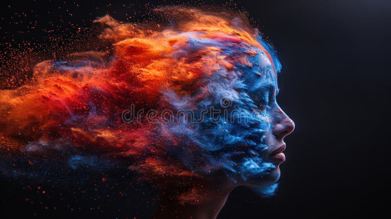 Human Brain Moving with Colorful Light Gradient Effect, Abstract on ...