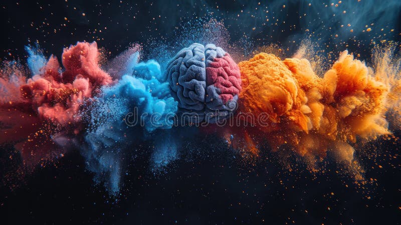 Human Brain Moving with Colorful Light Gradient Effect, Abstract on ...