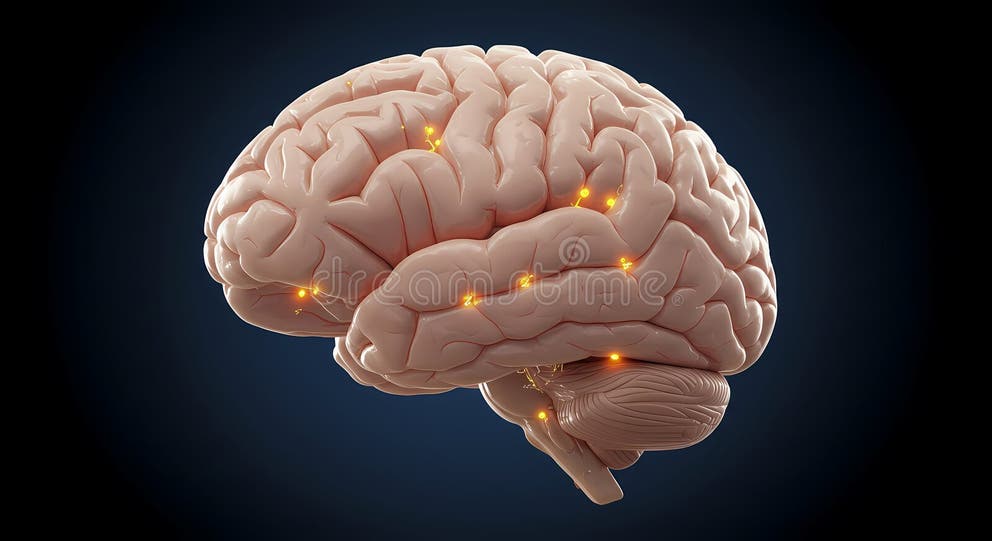 Human Brain with Neural Activity Concept of Memory and Cognition Stock ...
