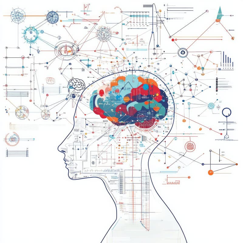 Human Brain Neural Network Illustration with Complex Scientific Data ...