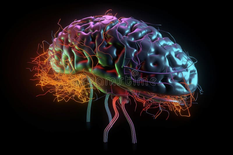 Human Brain With A Neural Network Of Synapses Lighting Up Generative