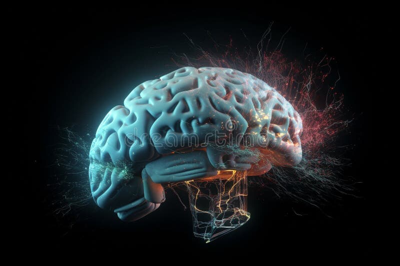 Human Brain with a Neural Network of Synapses Lighting Up. Generative ...