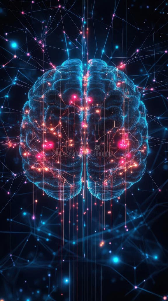 Human Brain, Neural Network Visualization, Illuminated Pathways ...