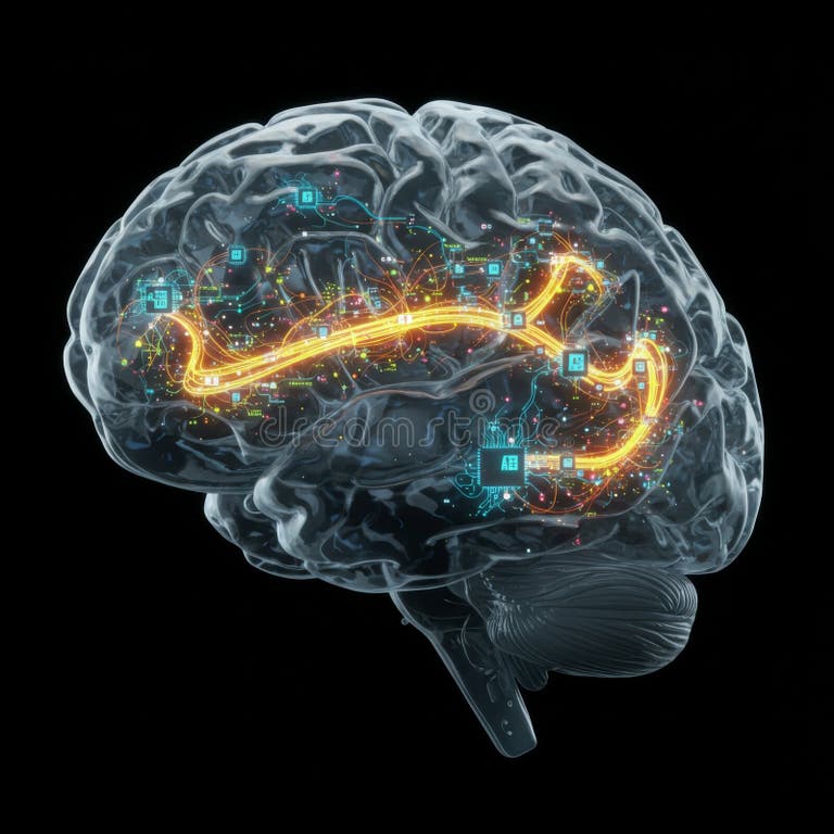 Human Brain Neural Pathways 3D Digital Rendering Stock Illustration ...