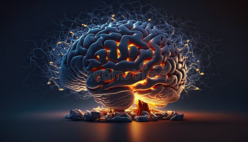 Human Brain with Neural Web Network Extensions Stock Illustration ...