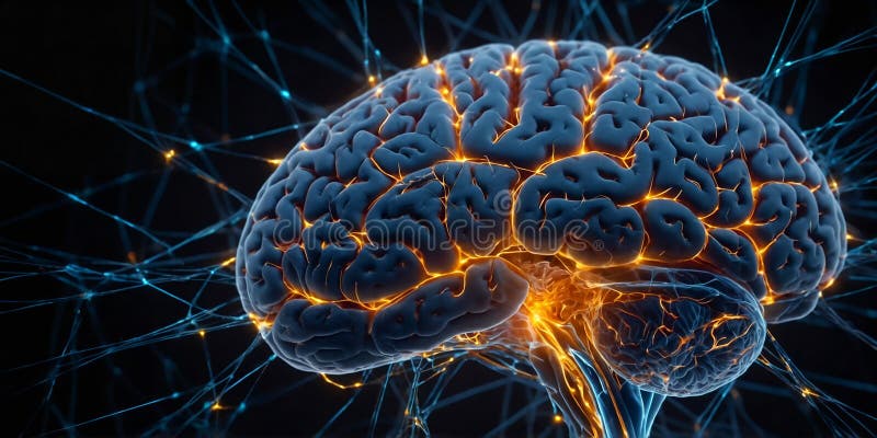 Human Brain with Neuro System. Mind, Intelligence and Science Concept ...