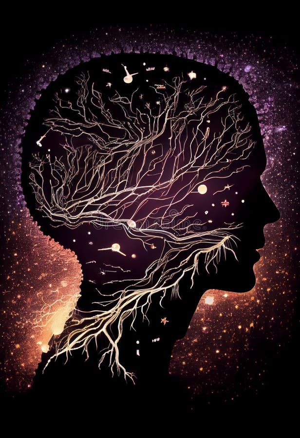 Human Brain and Neuron Connections in Glowing Silhouette. AI Generated ...