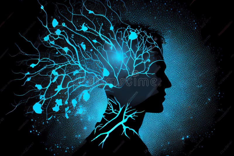 Human Brain and Neuron Connections in Glowing Silhouette. AI Generated ...