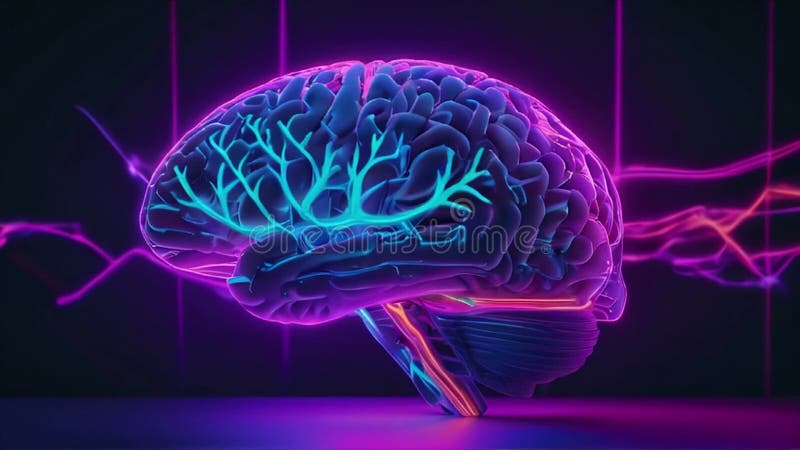 Human Brain with Neuron Synapse, Neon. Stock Footage - Video of ...