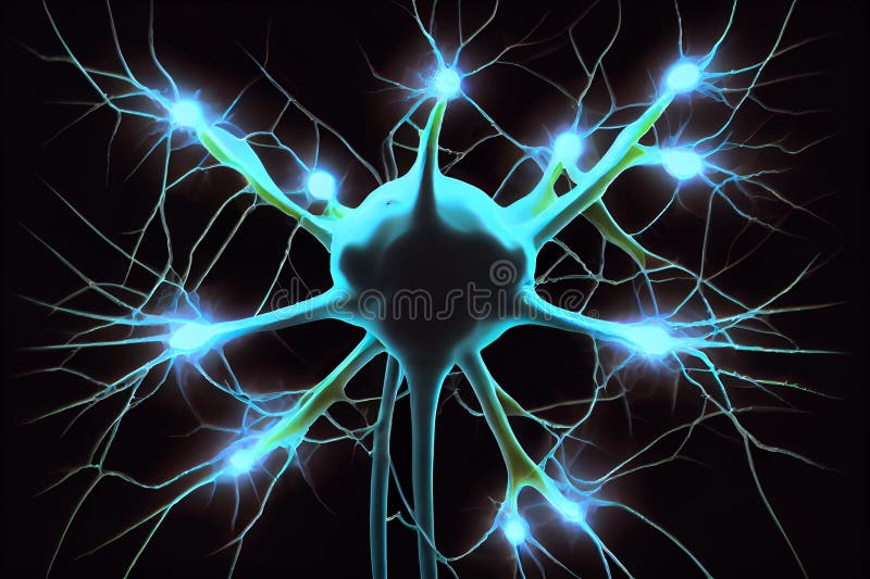 Human Brain Neurons Activity Impulse and Anatomy Stock Illustration ...