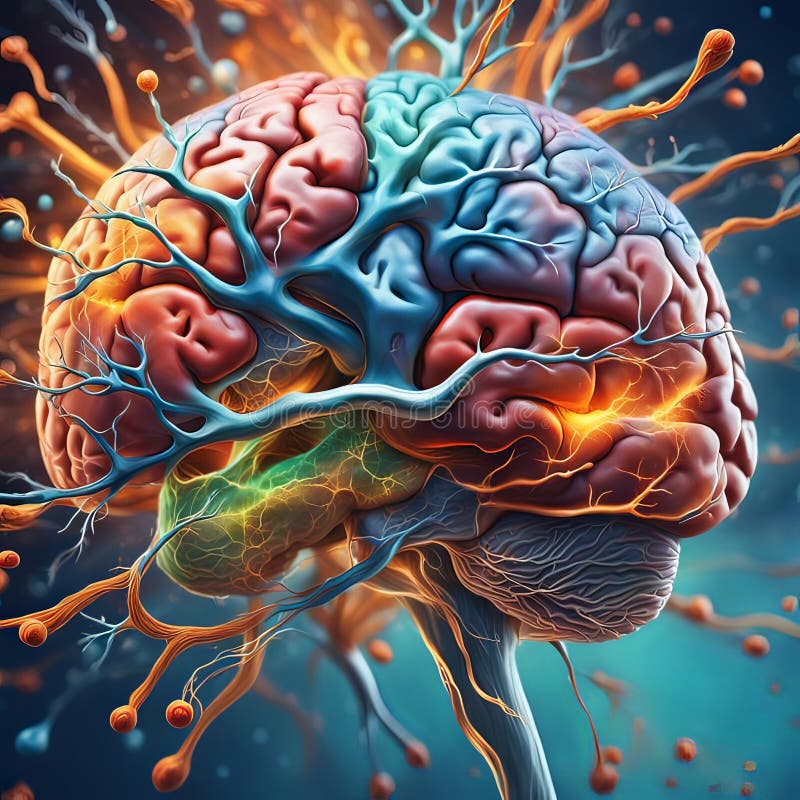 Human Brain with Neurons and Nervous System,AI Generated Stock ...