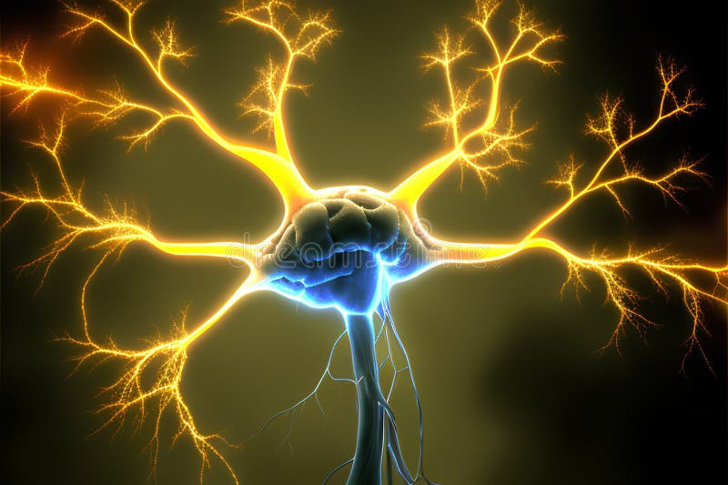 Human Brain with Neurons and Nervous System, 3d Render, Computer ...