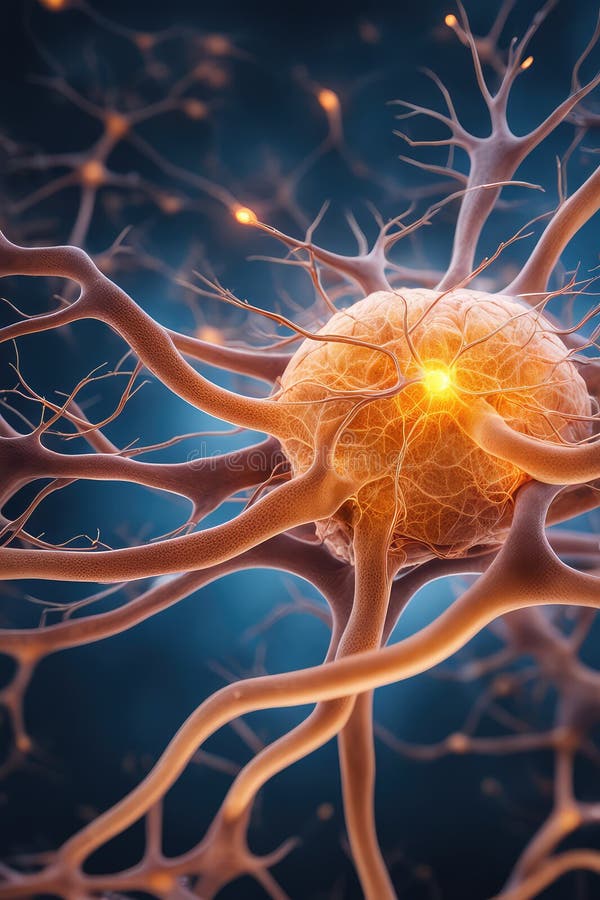 Human Brain with Neurons and Nervous System, 3D Illustration of a Human ...