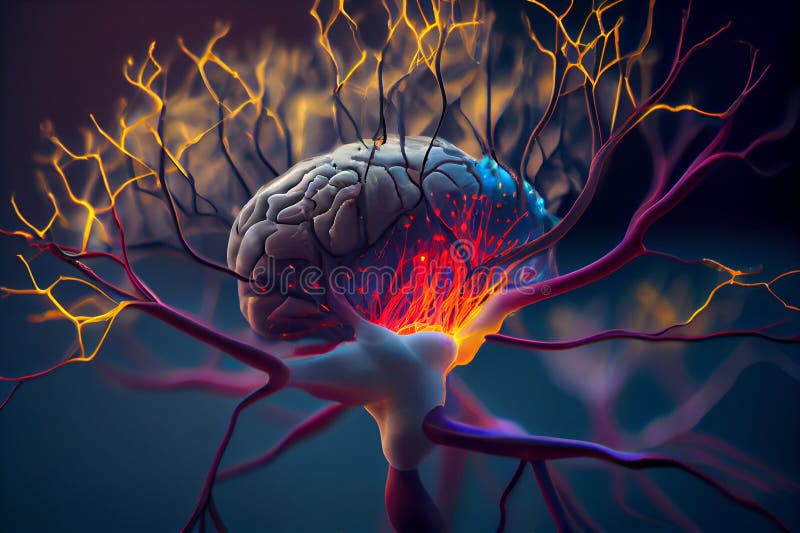 Human Brain and Neurons, Nervous System.generative Ai Stock ...