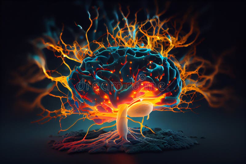 Neurons and Nervous System. Brain Cells Sending Electric Signals ...