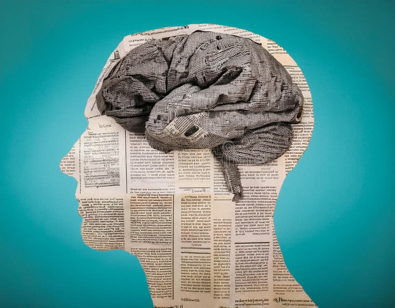 Human Brain in Newspaper Collage Style Symbolizing Learning ...