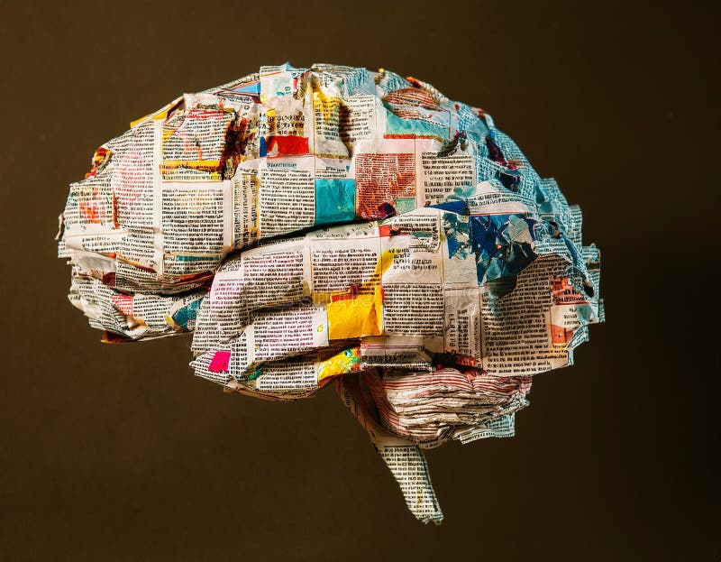 Human Brain in Newspaper Collage Style Symbolizing Learning ...