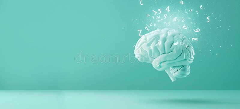 Human Brain with Numbers and Letters, Education and Science Concept ...