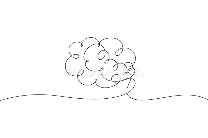 The Human Brain is One Continuous Endless Line on a White Background ...