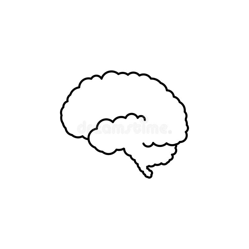 Human brain outline icon. stock illustration. Illustration of idea ...