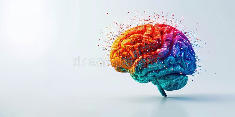 Human Brain Painted in Different Colors Stock Image - Image of ...