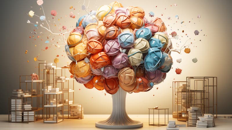 Human Brain with Paper Colors Stock Illustration - Illustration of ...