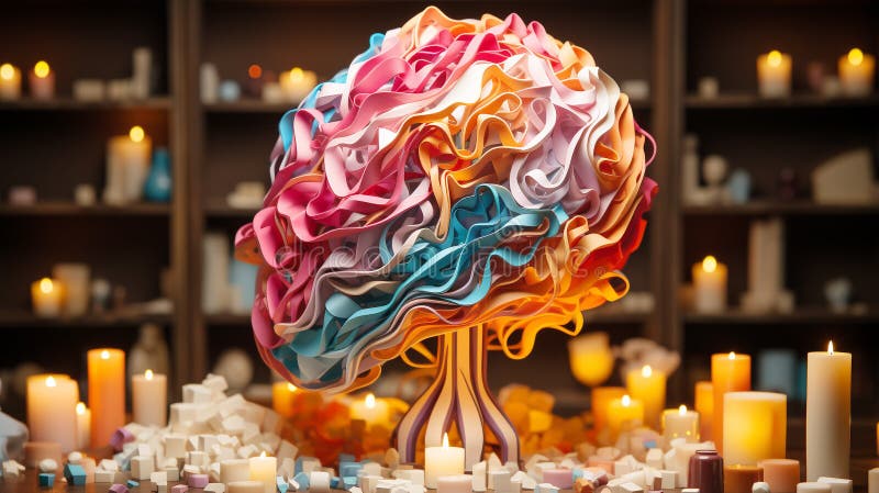 Human Brain with Paper Colors Stock Illustration - Illustration of ...