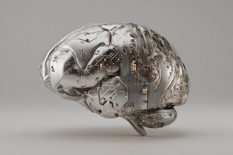 Human Brain Partially Transformed into a Futuristic Circuit Board ...