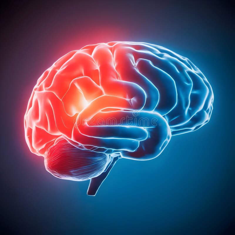 Human Brain Picture on Blue Color Background. Stock Image - Image of ...