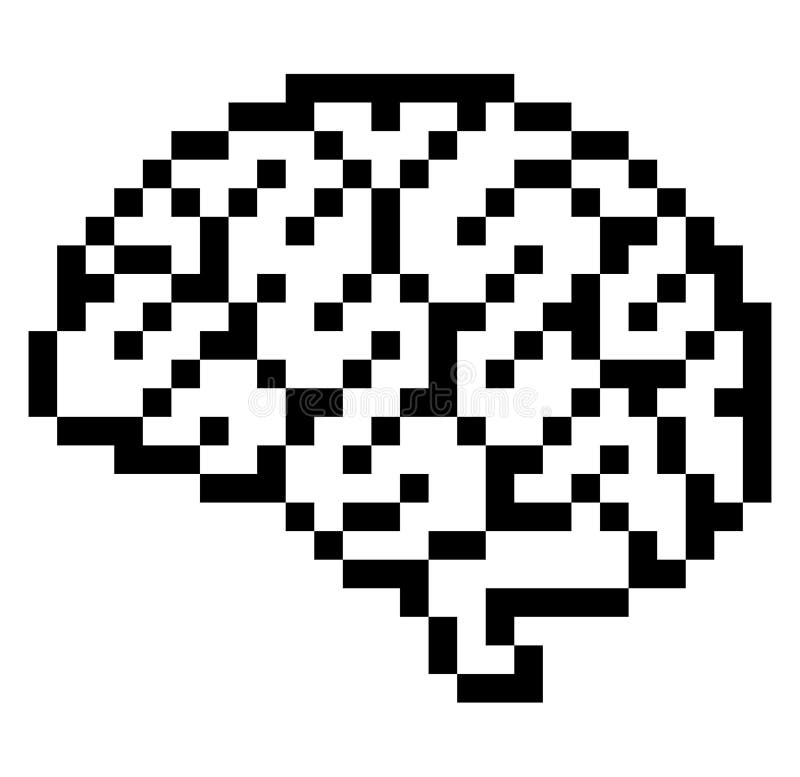 Human brain pixel art icon stock illustration. Illustration of learning ...