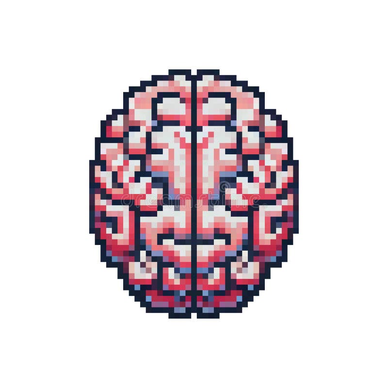Human brain. Pixel art stock vector. Illustration of pixel - 357685058