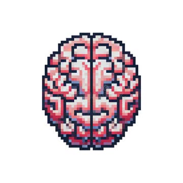 Human brain. Pixel art stock vector. Illustration of pixel - 357685058