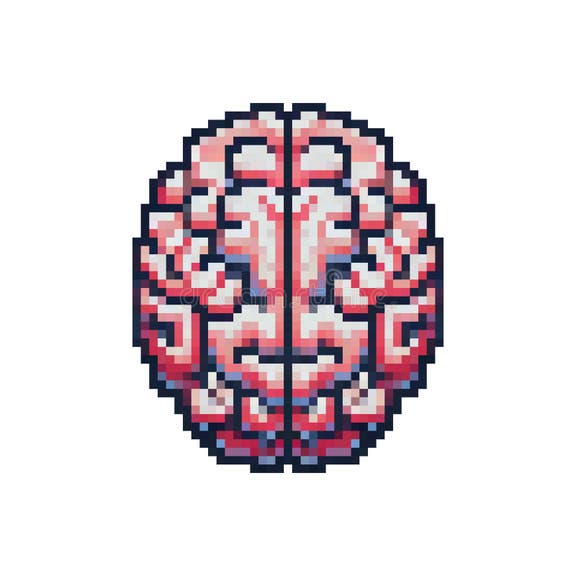 Human brain. Pixel art stock vector. Illustration of pixel - 357685058