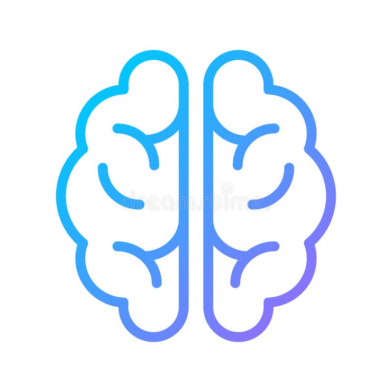 Human Brain White Linear Desktop Icon on Black Stock Vector ...