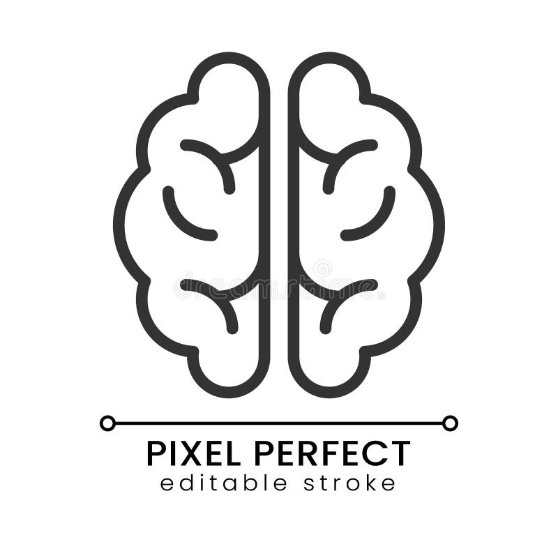 Human Brain White Linear Desktop Icon on Black Stock Vector ...