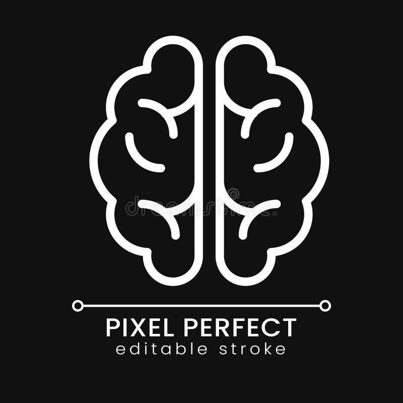 Human Brain Pixel Perfect White Linear Icon for Dark Theme Stock Vector ...